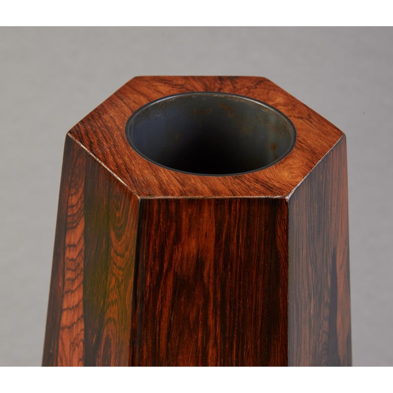 Hexagonal Tall Vessel in Beautifully Grained Veneered Wood For Sale at ...