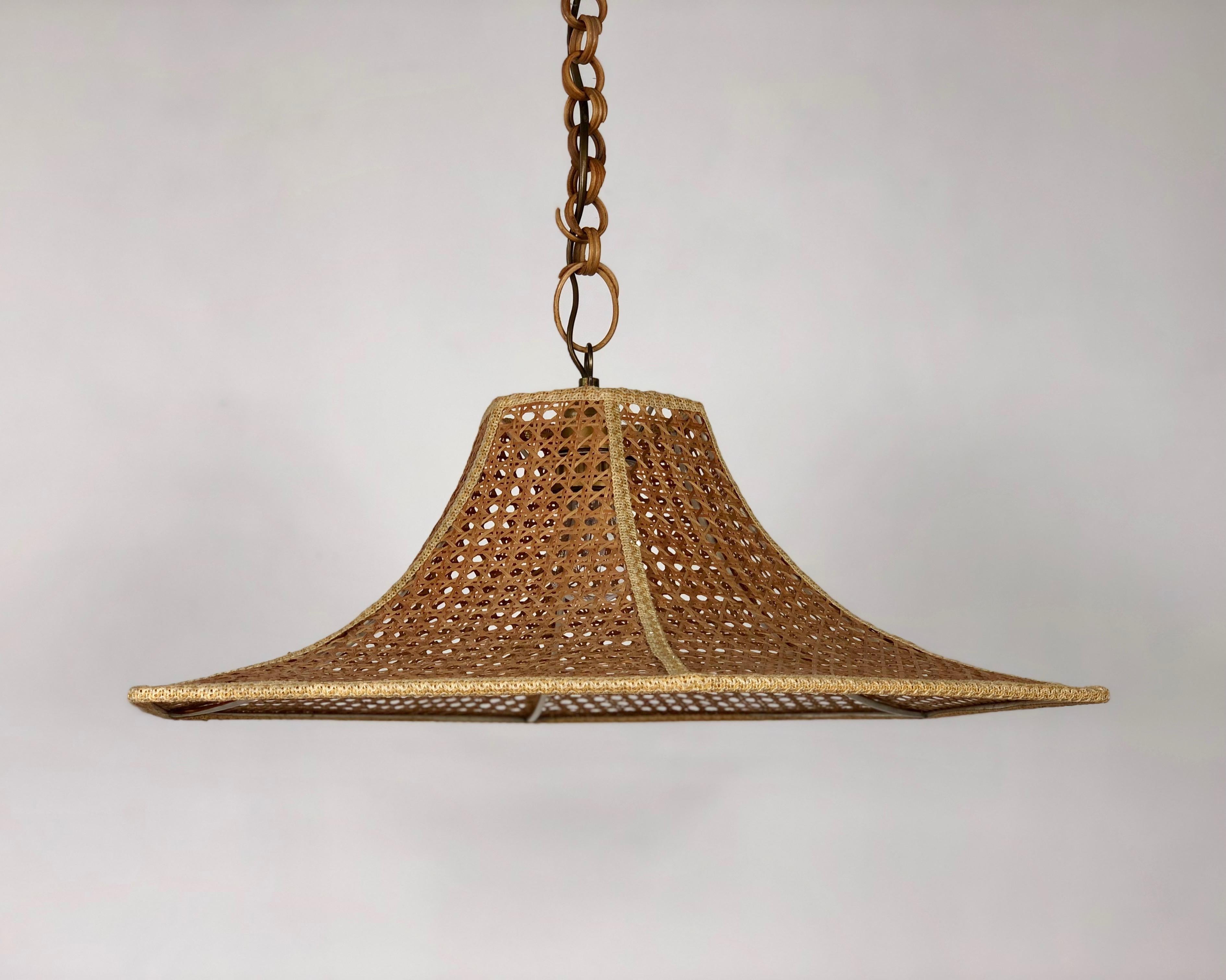 Hexagonal Woven Wicker and Rattan Chandelier Pendant, Italy, 1960s at ...