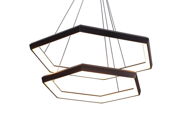 HEXIA CASCADE HXC28 - Black Hexagon Modern LED Chandelier Light Fixture ...