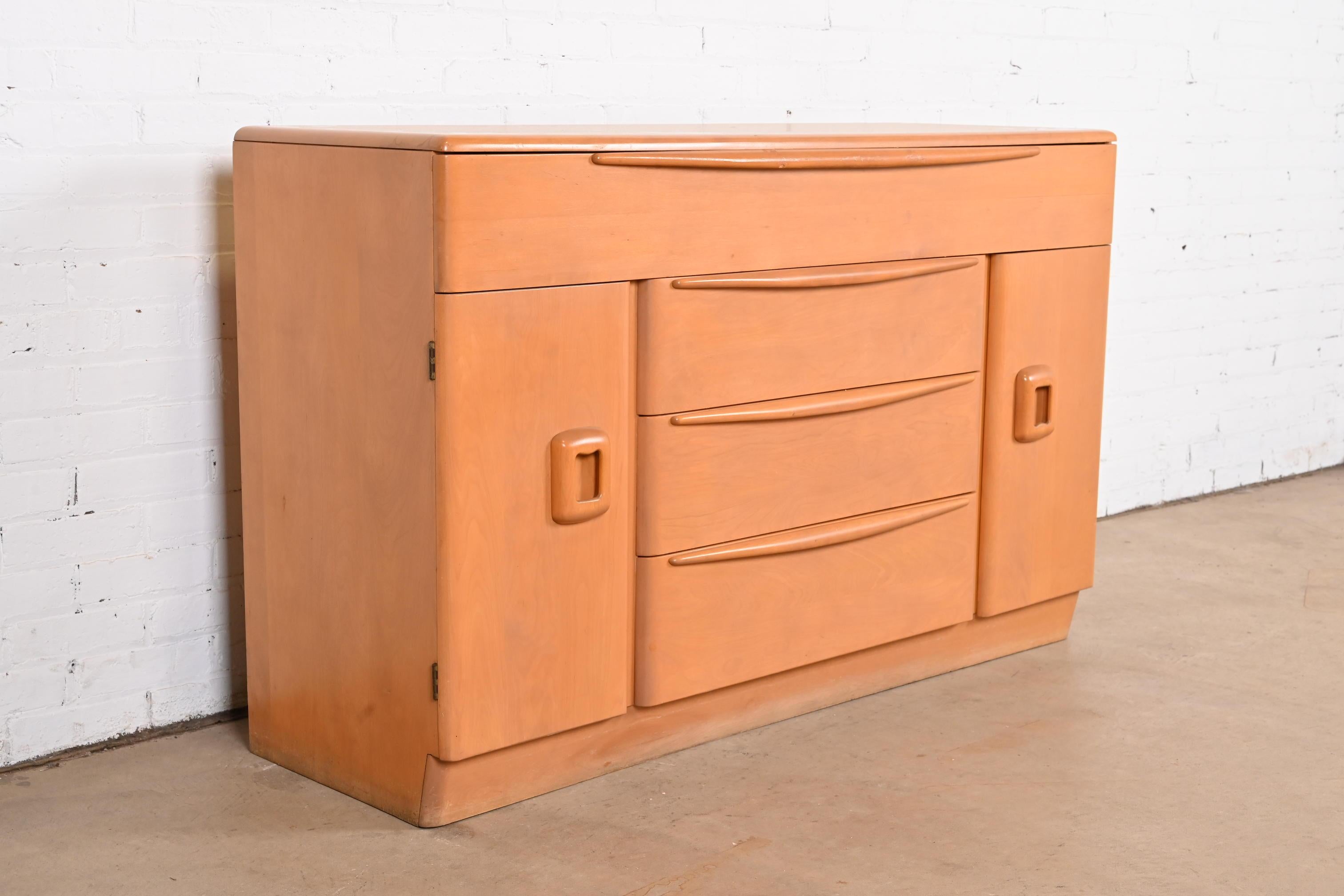 Heywood Wakefield Mid-Century Modern Solid Birch Sideboard Credenza ...