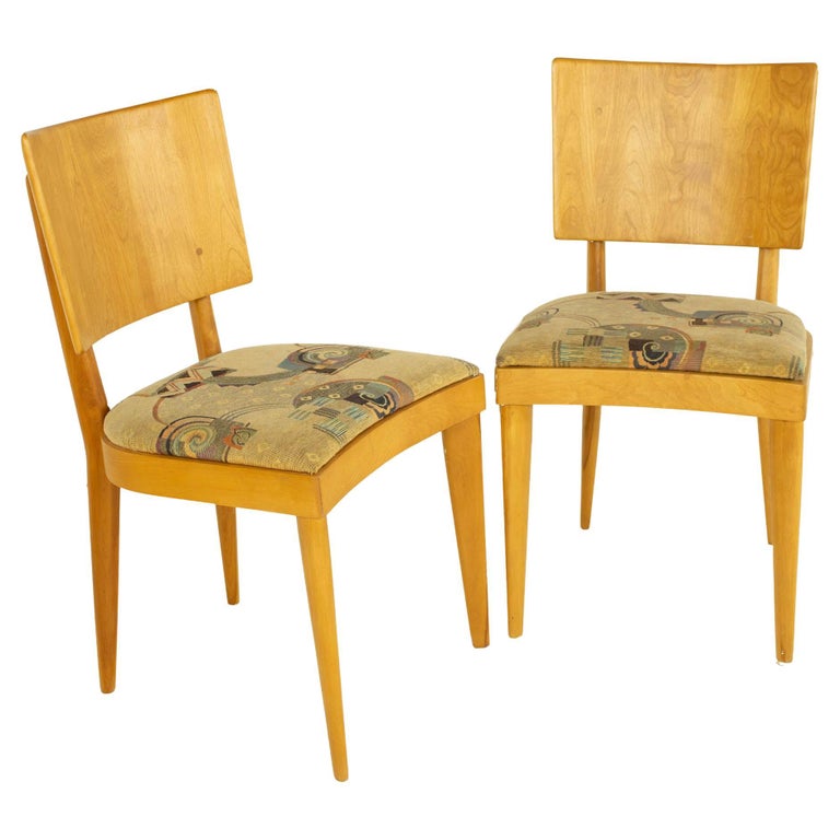 Heywood Wakefield Mid Century Wheat Solid Wood Dining Chairs, a Pair at ...