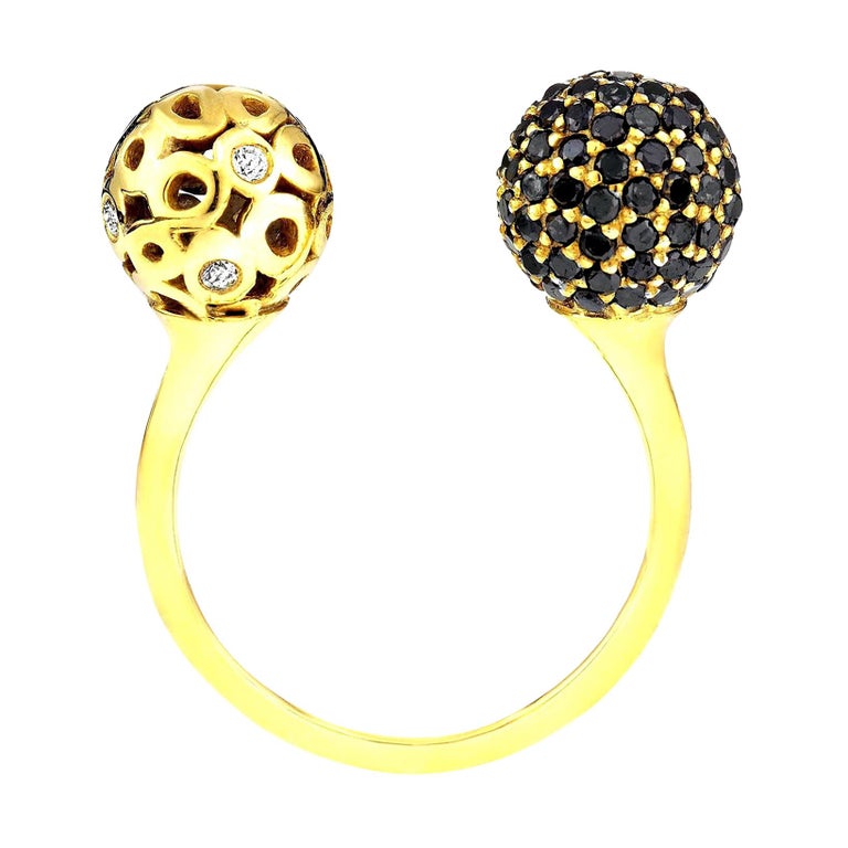 Hi June Parker Toi et Moi 1.4 Carat Black and White Diamond Cocktail ...