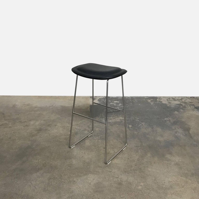 Hi Pad Stool in Black Leather and Stainless by Jasper Morrison for ...