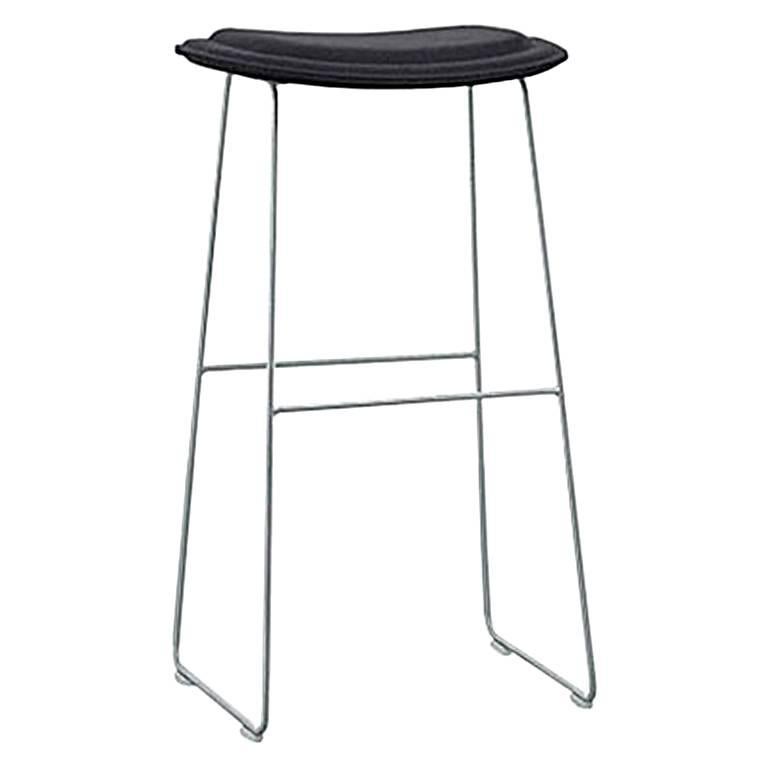 Hi Pad Stool in Black Leather and Stainless by Jasper Morrison for ...