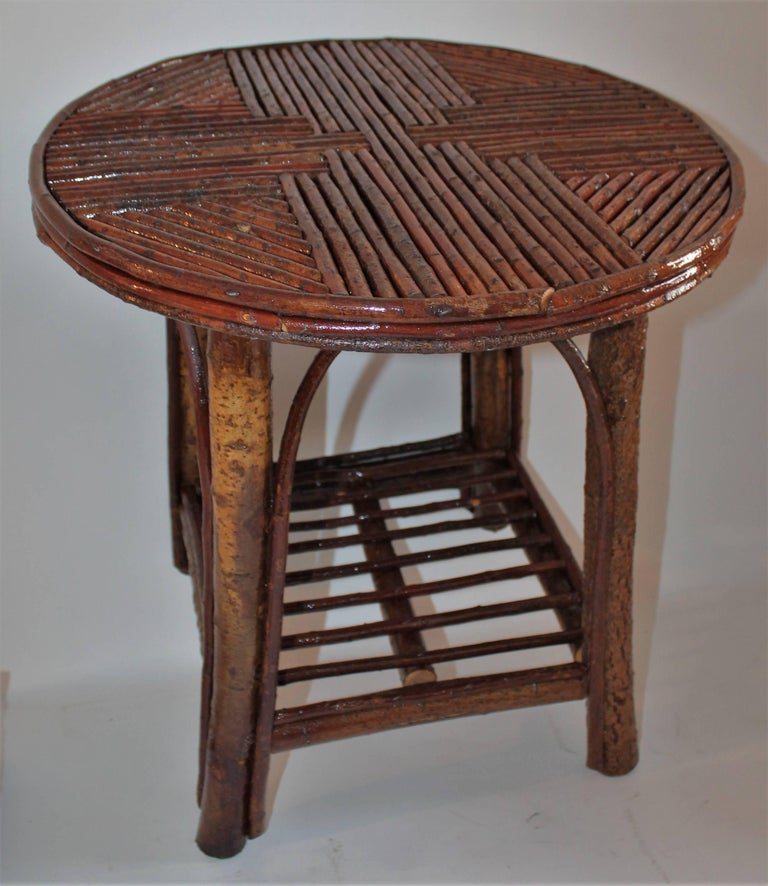 Hickory and Birch Bark Adirondack Side Table at 1stDibs