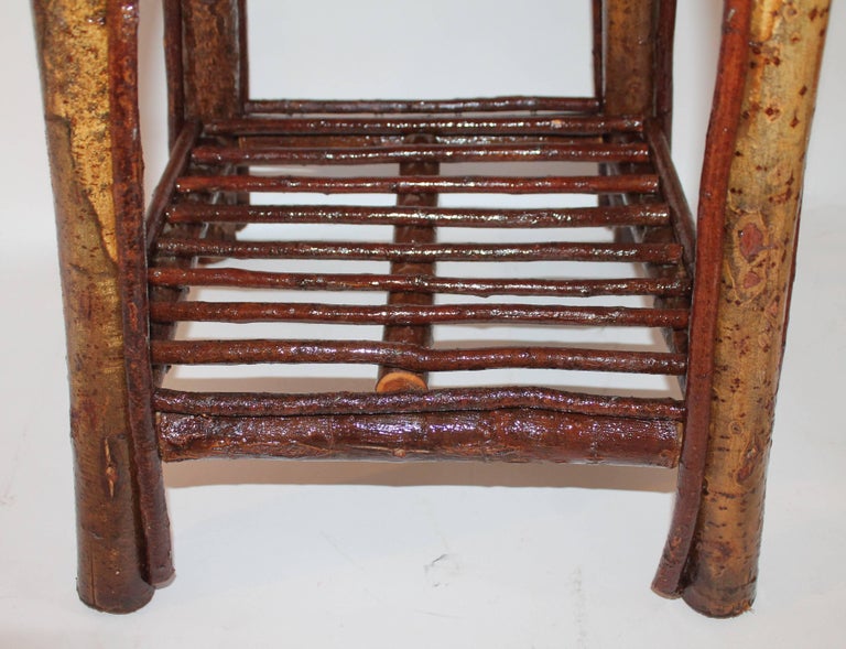 Hickory and Birch Bark Adirondack Side Table at 1stDibs