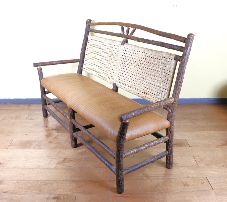 Hickory Cabin Style Bench For Sale at 1stDibs