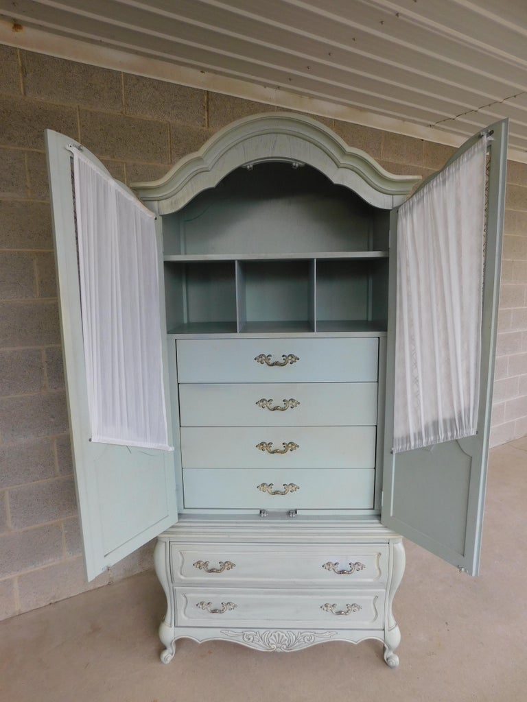 Hickory Furniture French Louis XV Style French Blue Armoire For Sale at ...