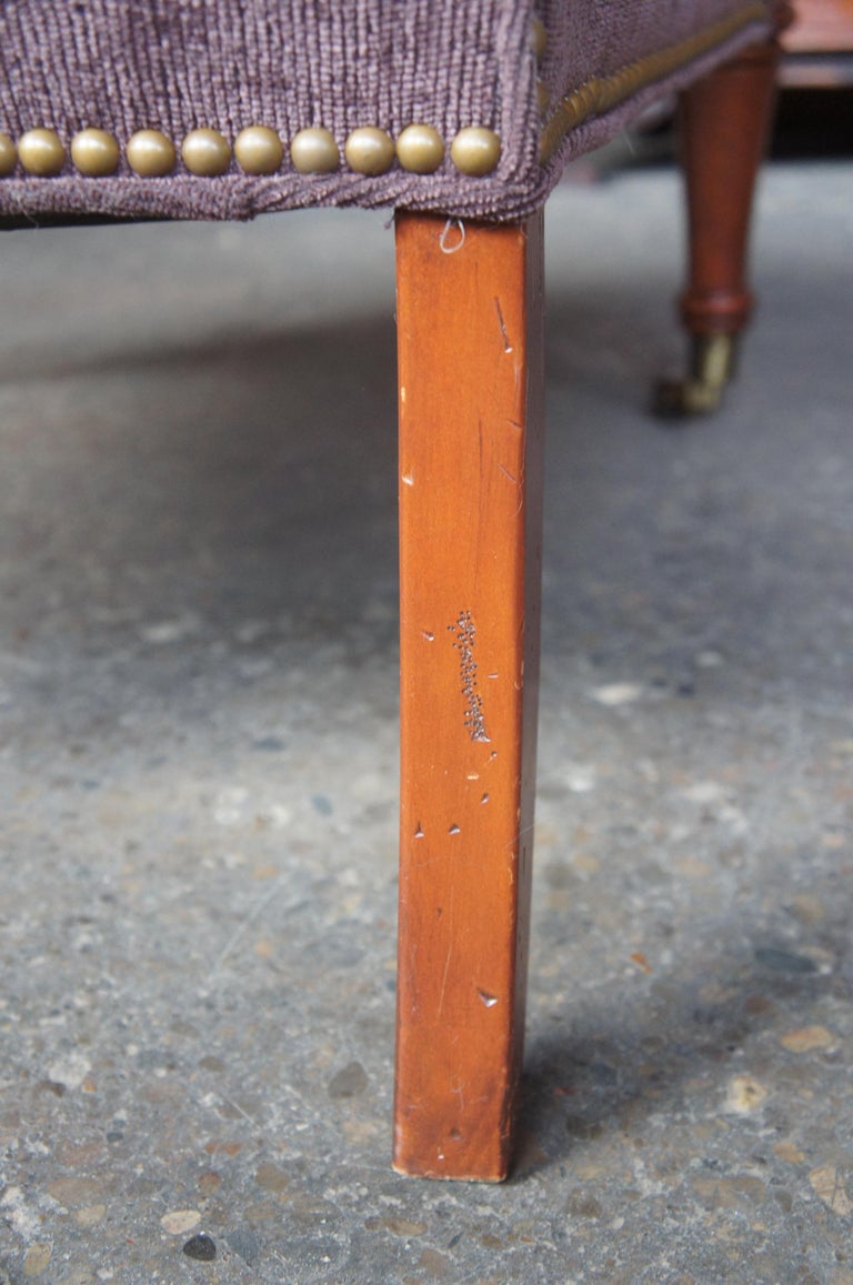 Hickory White Overstuffed Chair Rolled Arms Toile Fabric Corduroy Club ...