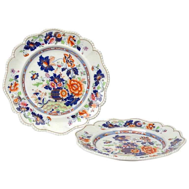 Hicks and Meigh English Stoneware Imari Patterned Cabinet Plates, circa ...