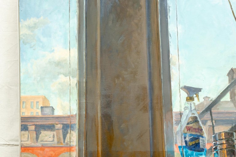 Hicks, Signed Modern Oil on Canvas, Modern Industrial Scene at 1stDibs