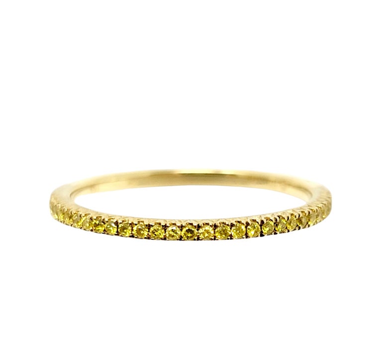 Hidalgo Micro-Pave Fancy Yellow Diamond Stacking Band Ring 18 Karat ...