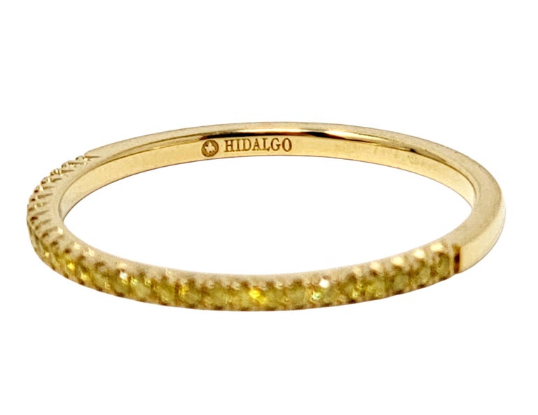 Hidalgo Micro-Pave Fancy Yellow Diamond Stacking Band Ring 18 Karat ...