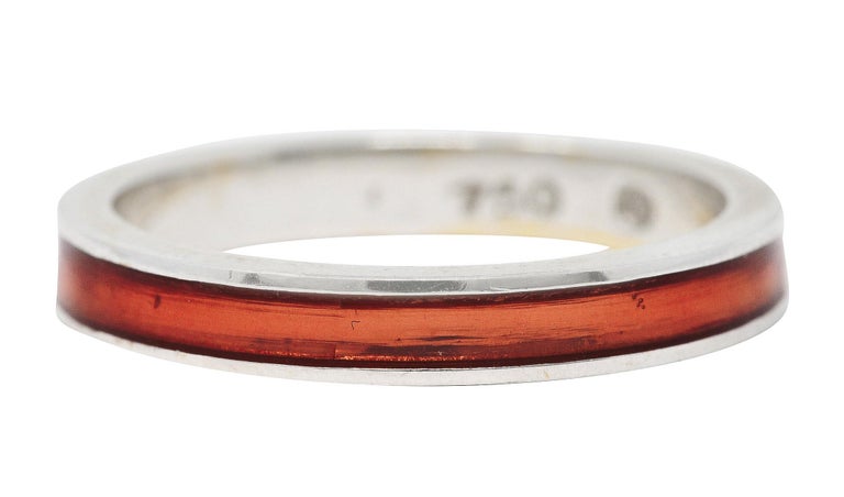Hidalgo Vintage Orange Enamel 18 Karat White Gold Eternity Band Ring ...
