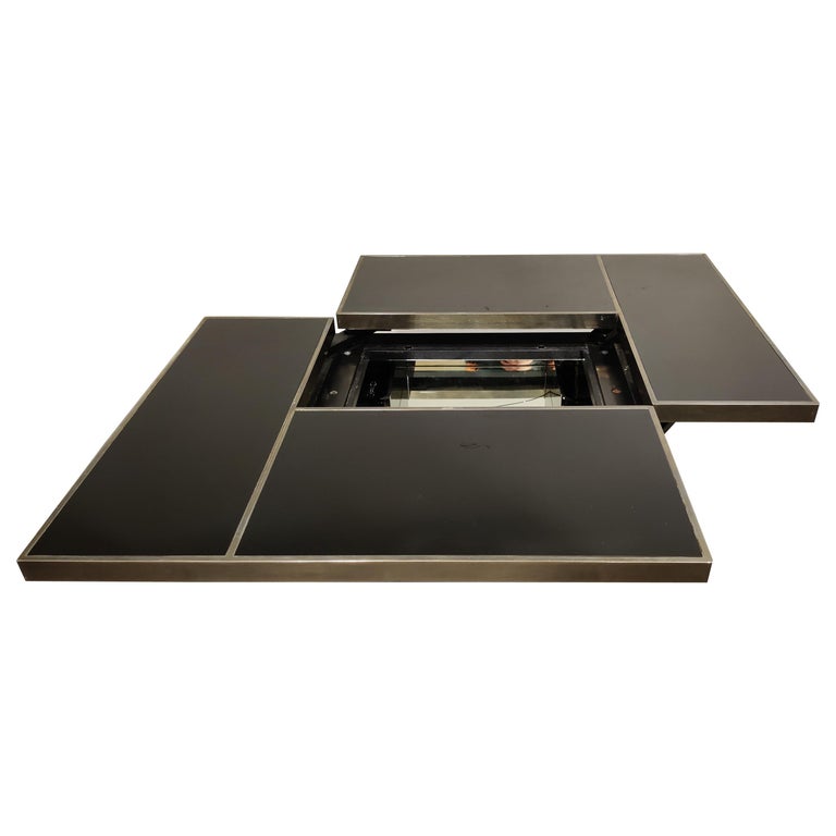 Hidden Bar Coffee Table by Willy Rizzo, 1970s at 1stDibs