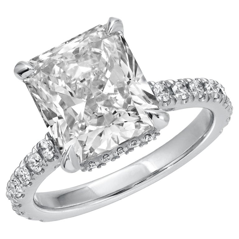 Hidden Halo 5.02 Carat Radiant Cut Diamond Engagement Ring 14K White ...