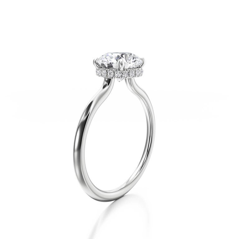 Hidden Halo Diamond Engagement Ring For Sale at 1stDibs