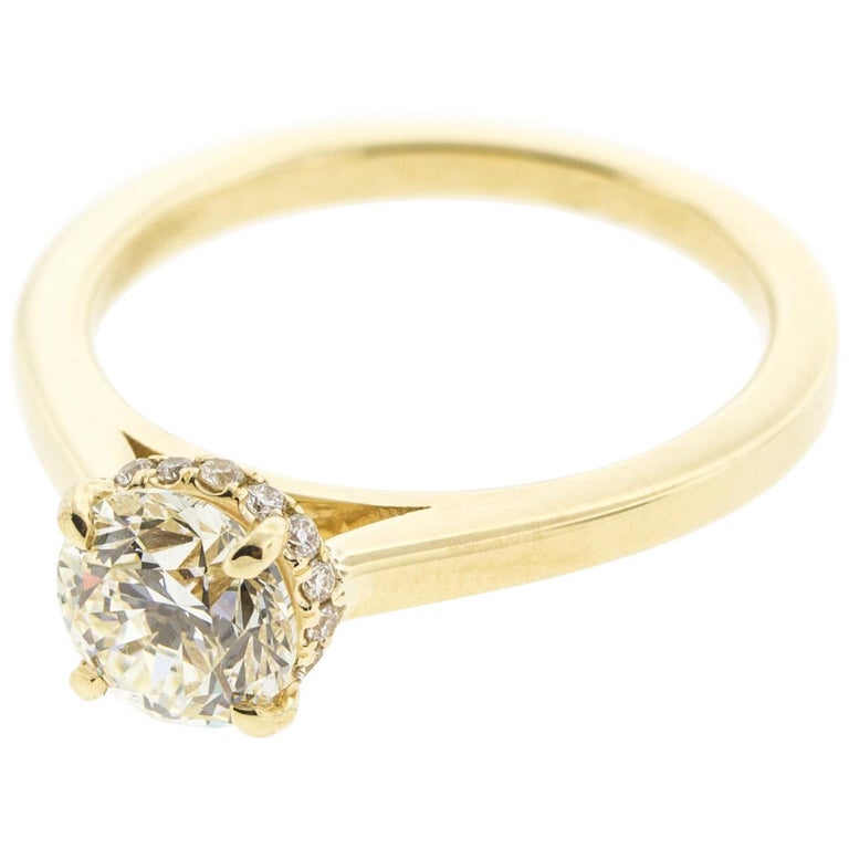 Hidden Halo Diamond Engagement Ring in Yellow Gold 'Certified' For Sale ...