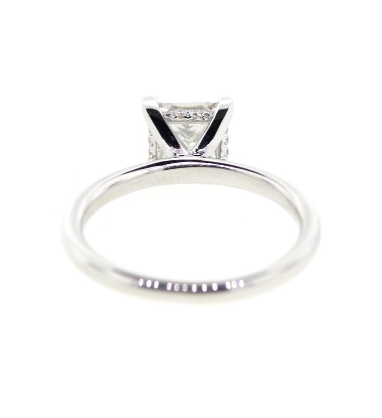 Hidden Halo Diamond Engagement Ring Princess Cut D Colour GIA For Sale ...