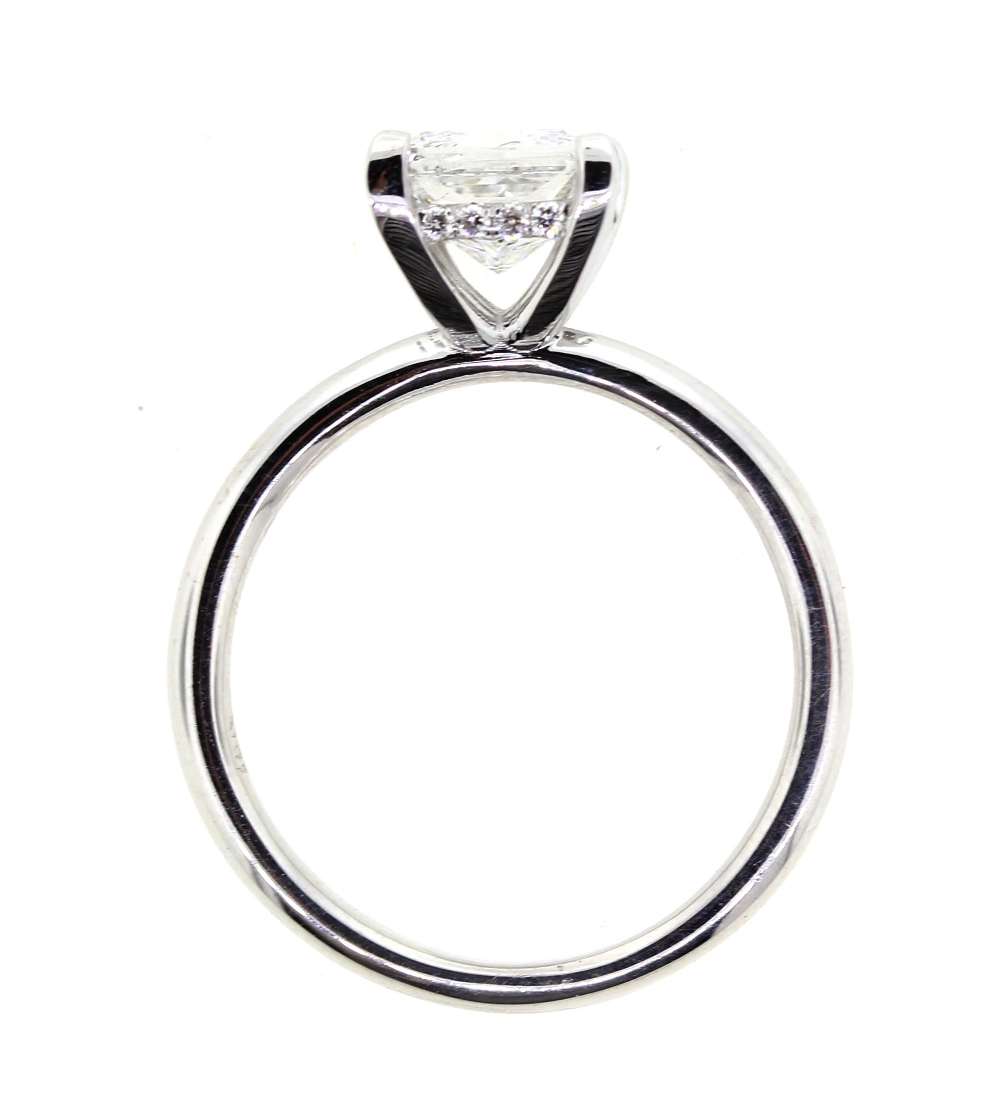 Hidden Halo Diamond Engagement Ring Princess Cut D Color GIA For Sale ...