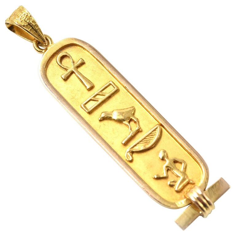 Hieroglyphic 18 Karat Yellow Gold Cartouche Pendant at 1stDibs | 18k ...