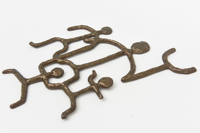 Higgins Signed Hand Hammered Bronze Abstract Stick Figure Wall ...