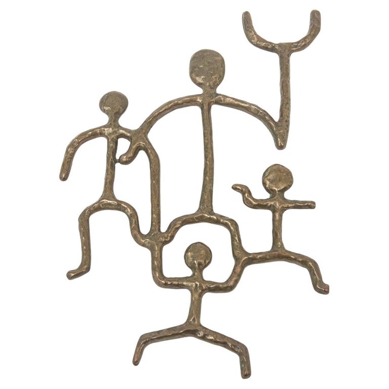 Higgins Signed Hand Hammered Bronze Abstract Stick Figure Wall ...
