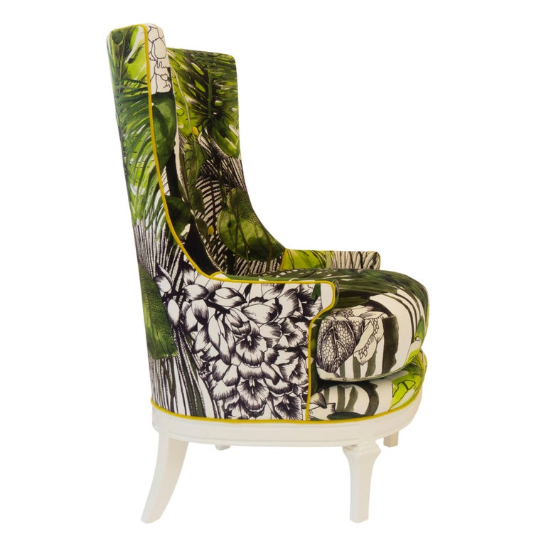 High Back Accent Chair with Button Detail For Sale at 1stDibs