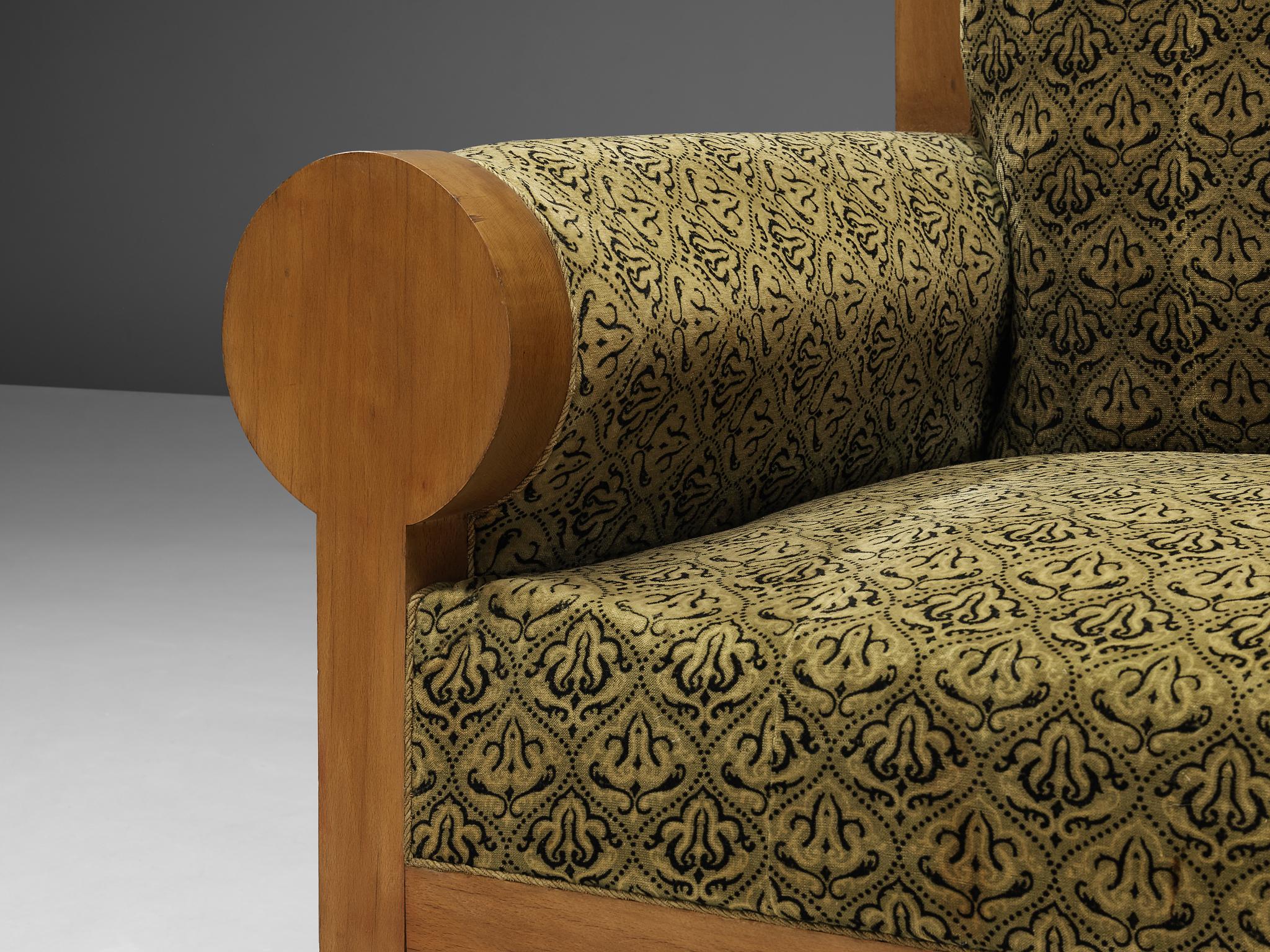 High Back Art Deco Sofas in Green Fabric Upholstery For Sale at 1stDibs ...