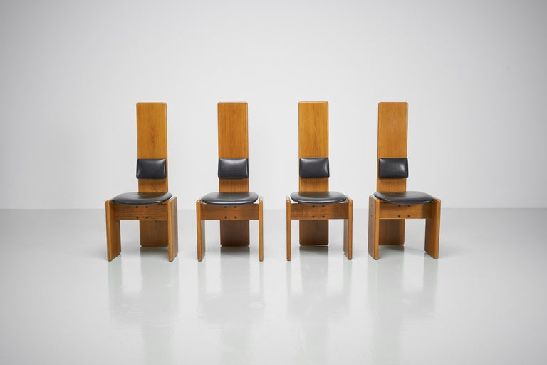 High Back Dining Chairs Made in Italy, 1970 For Sale at 1stDibs