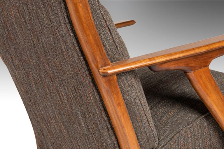 High Back Lounge Chair and Ottoman After Hans Wegner in Knoll Fabric ...