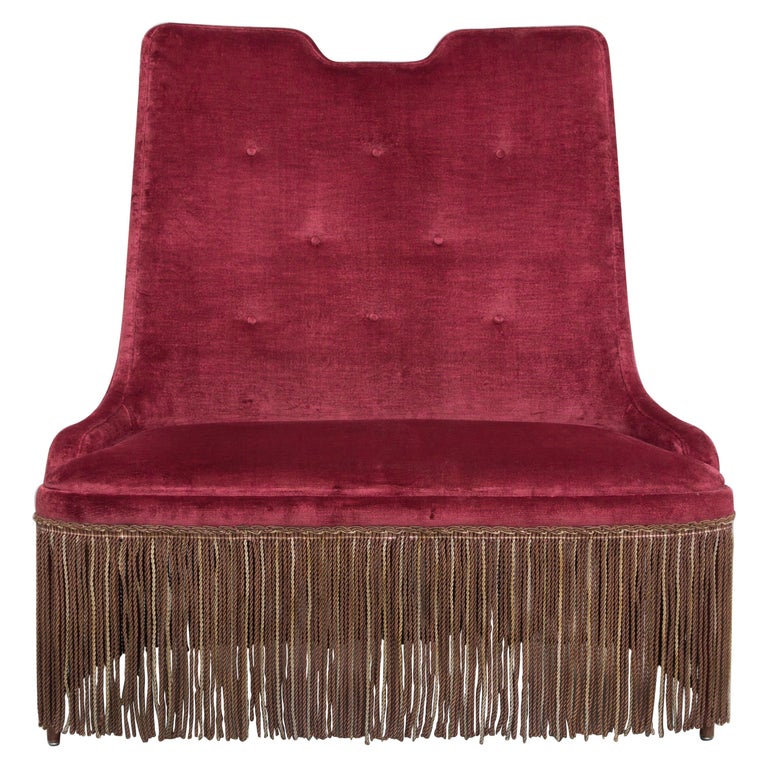 High Back Red Velvet Bench by Osvaldo Borsani, circa 1940 at 1stDibs