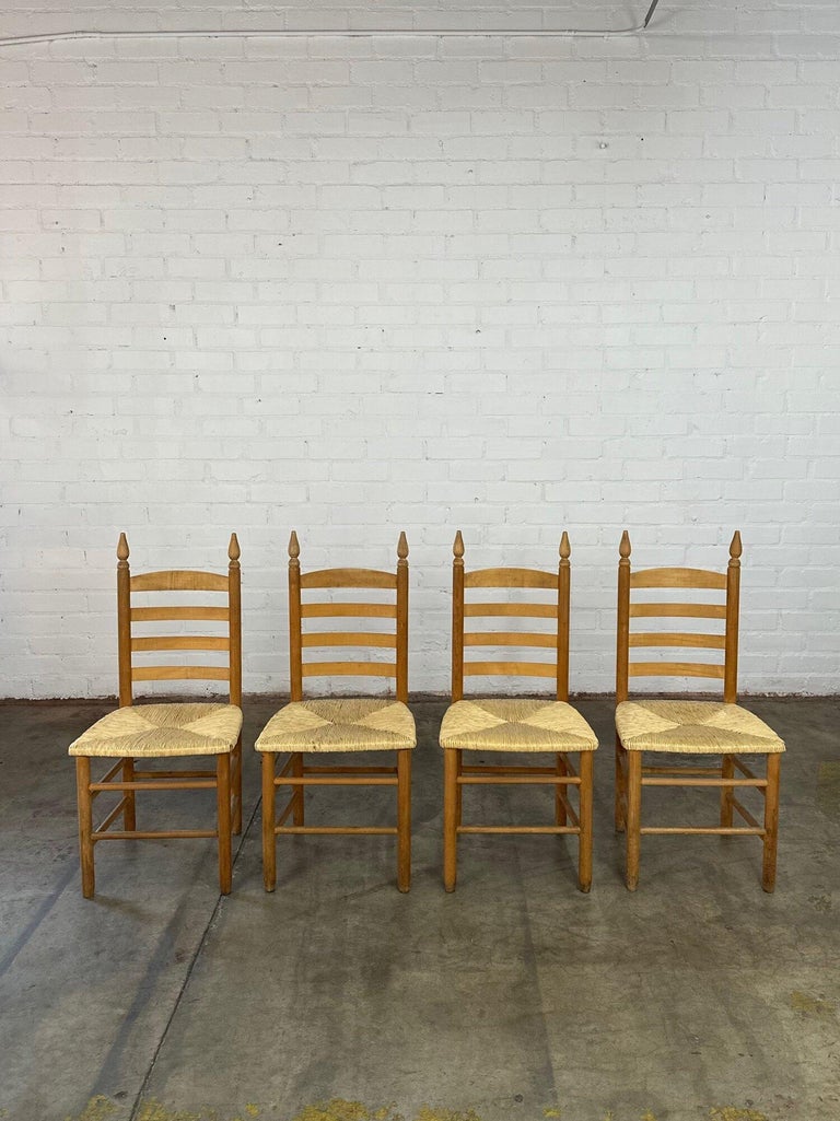 High Back Rush Weave Chairs, Set For Sale at 1stDibs