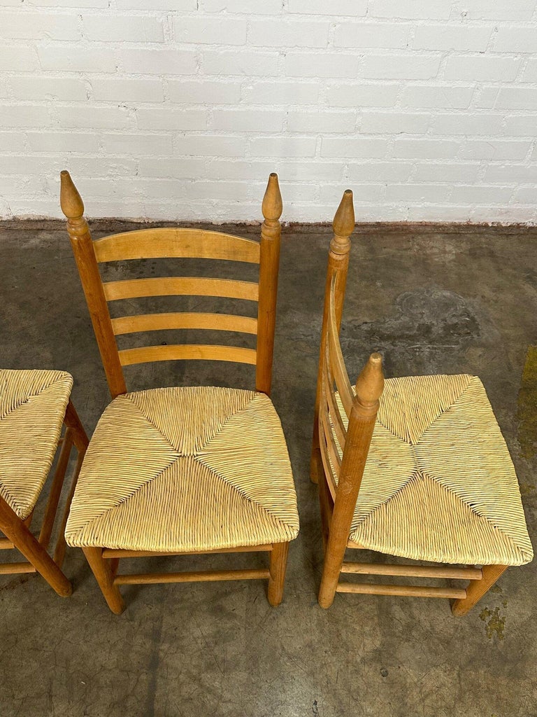 High Back Rush Weave Chairs, Set For Sale at 1stDibs