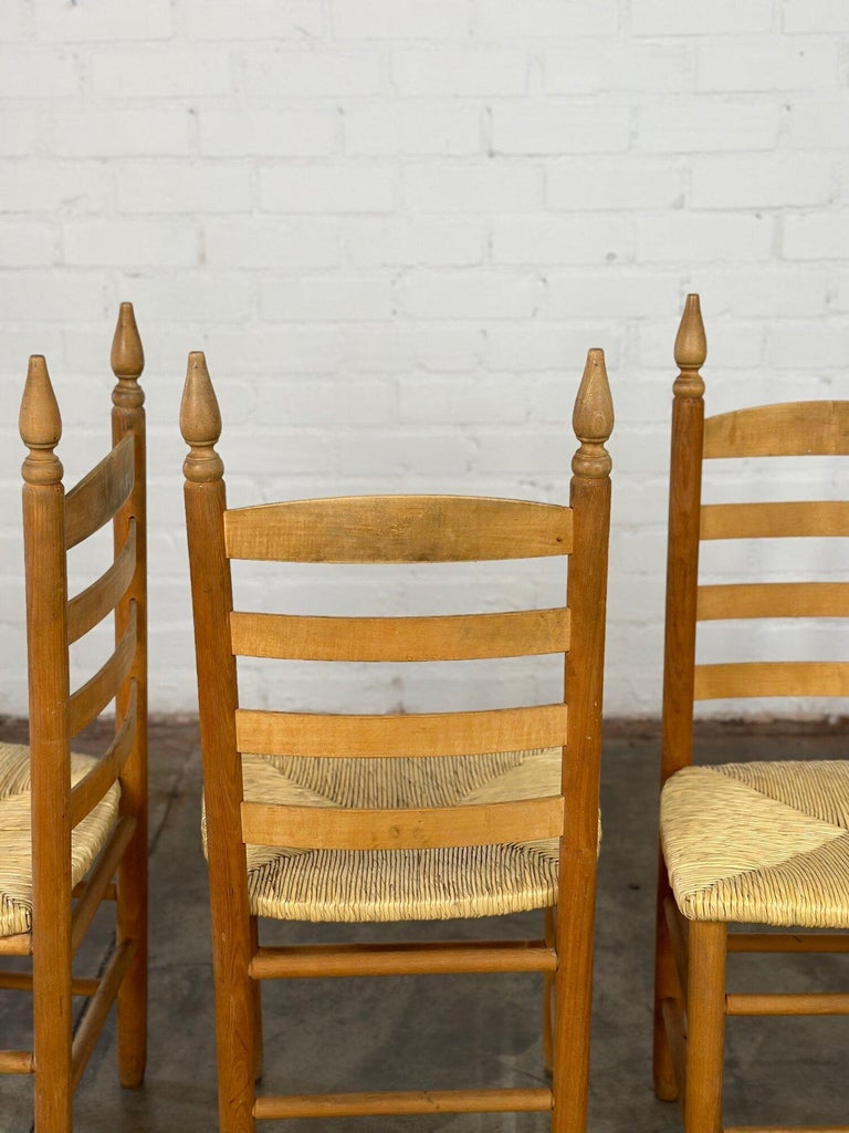 High Back Rush Weave Chairs, Set For Sale at 1stDibs