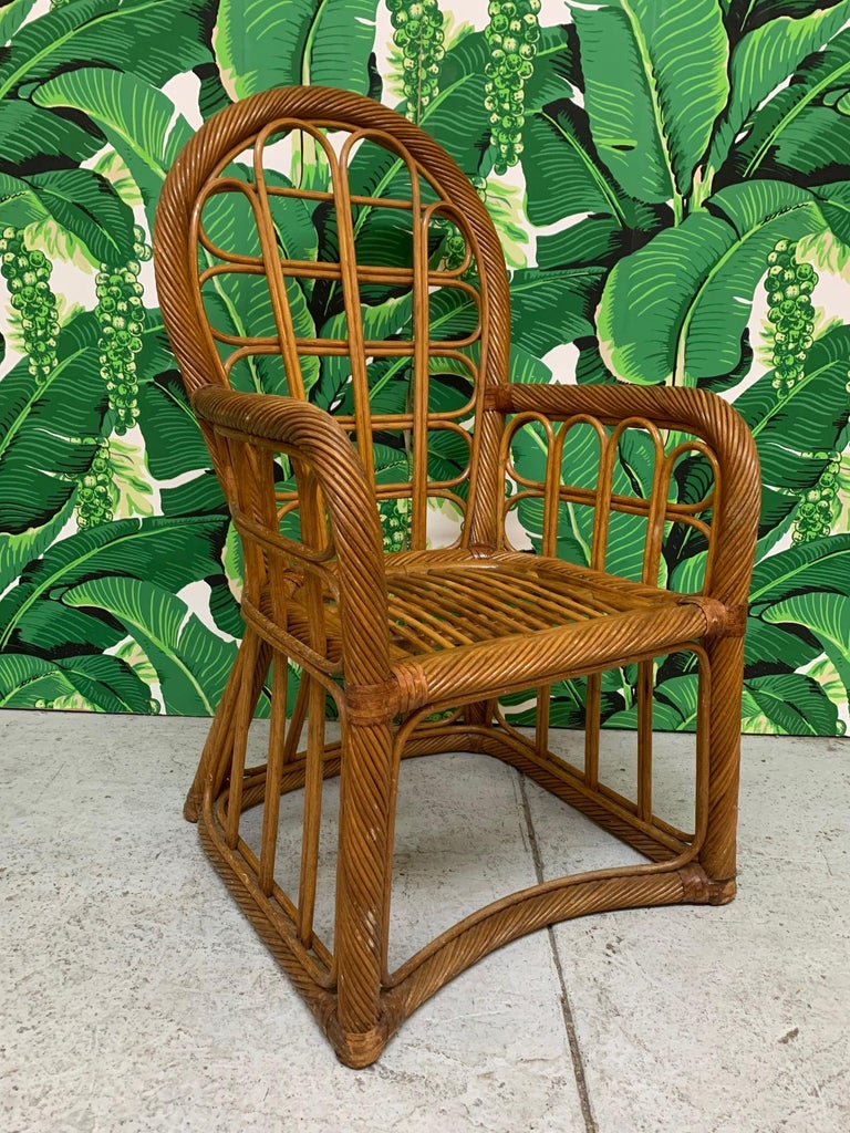High Back Twisted Rattan Dining Chairs For Sale at 1stDibs