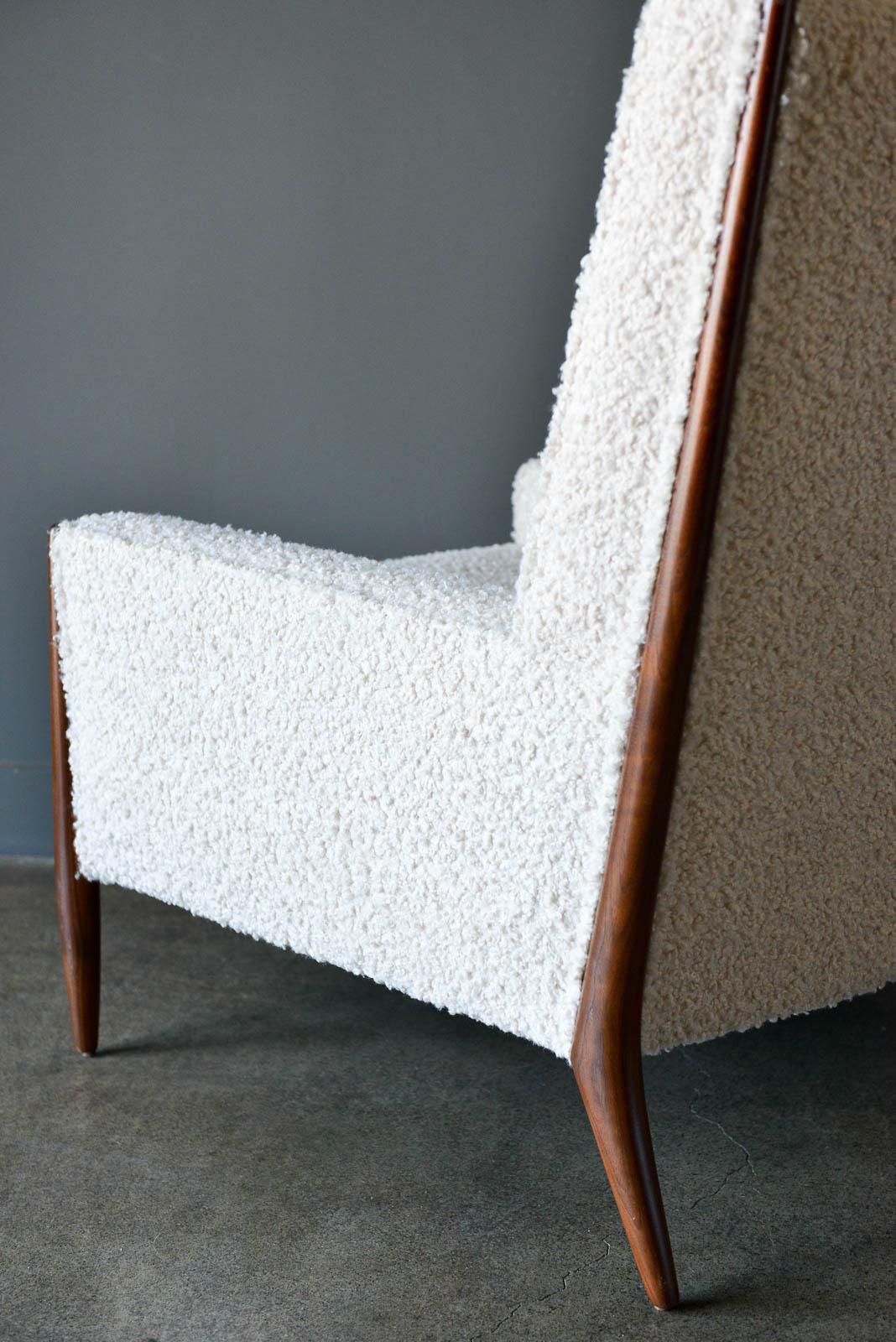 High Back Walnut Frame Lounge Chair by Jules Heumann, circa 1960 at 1stDibs