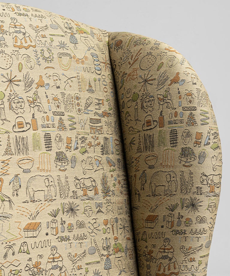 High Back Wing Chair in Maharam, France circa 1860 at 1stDibs