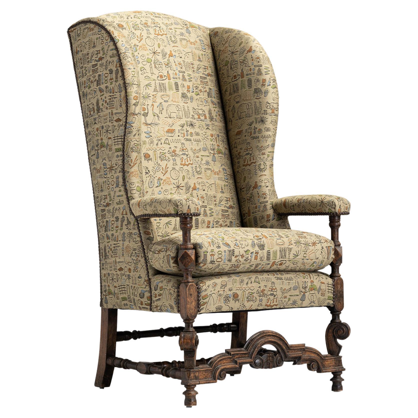 Primitive Tall-Back Regency Wing Chair at 1stDibs