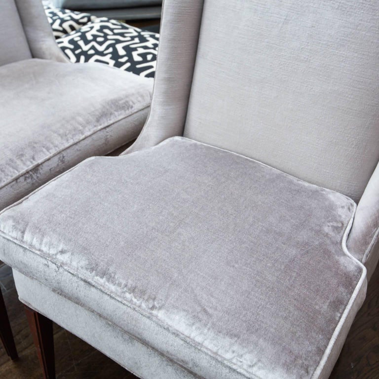 High Backed Hostess Chairs in Grey Velvet at 1stDibs | high back ...