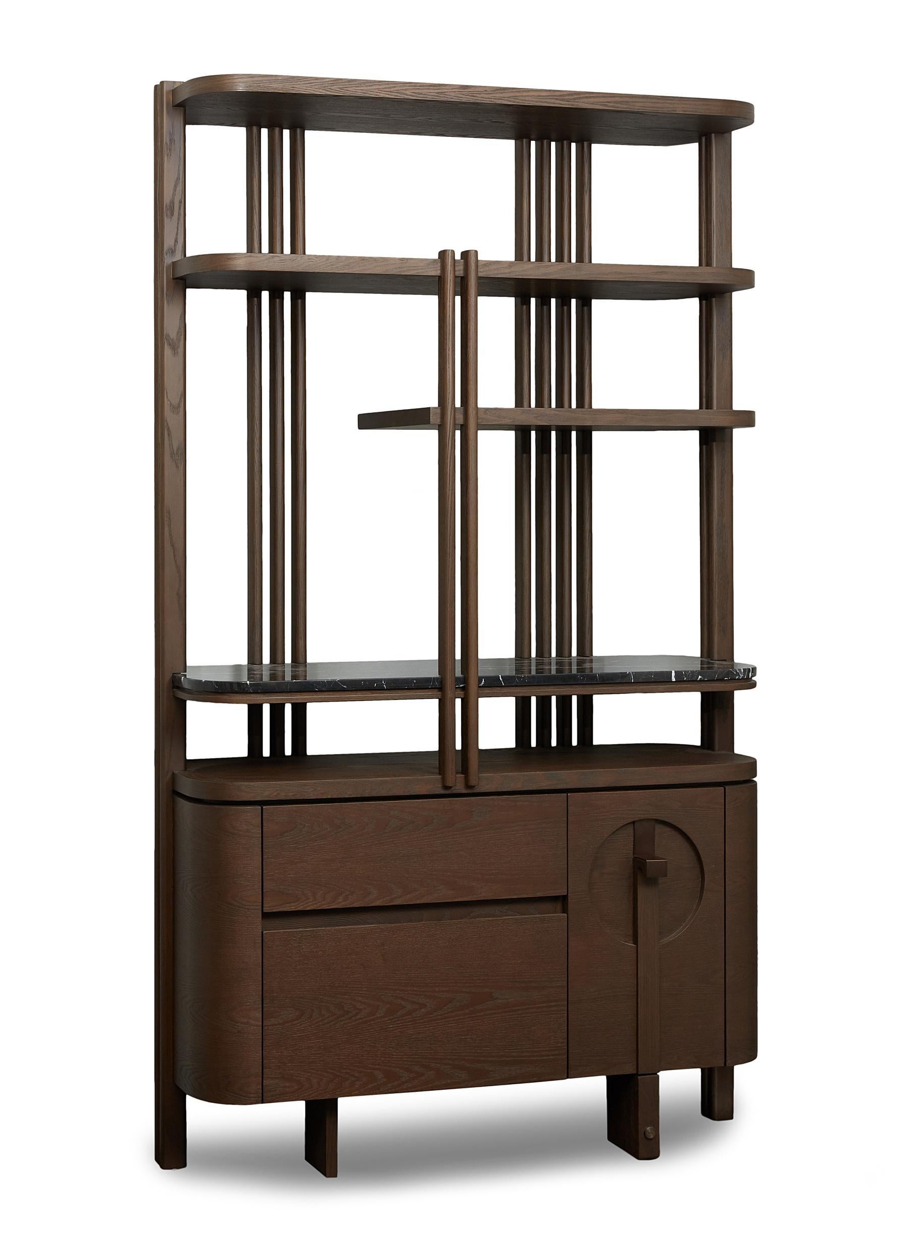 High Cabinet Shelf Interlock André Fu Living Brown Oak Stone Modern ...