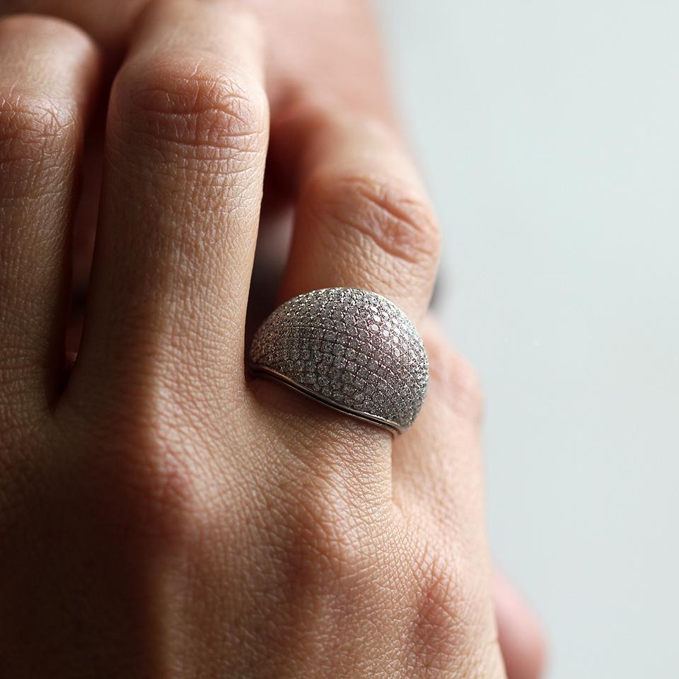 Customizable High Dome Pave Big Cocktail Ring set with top quality ...