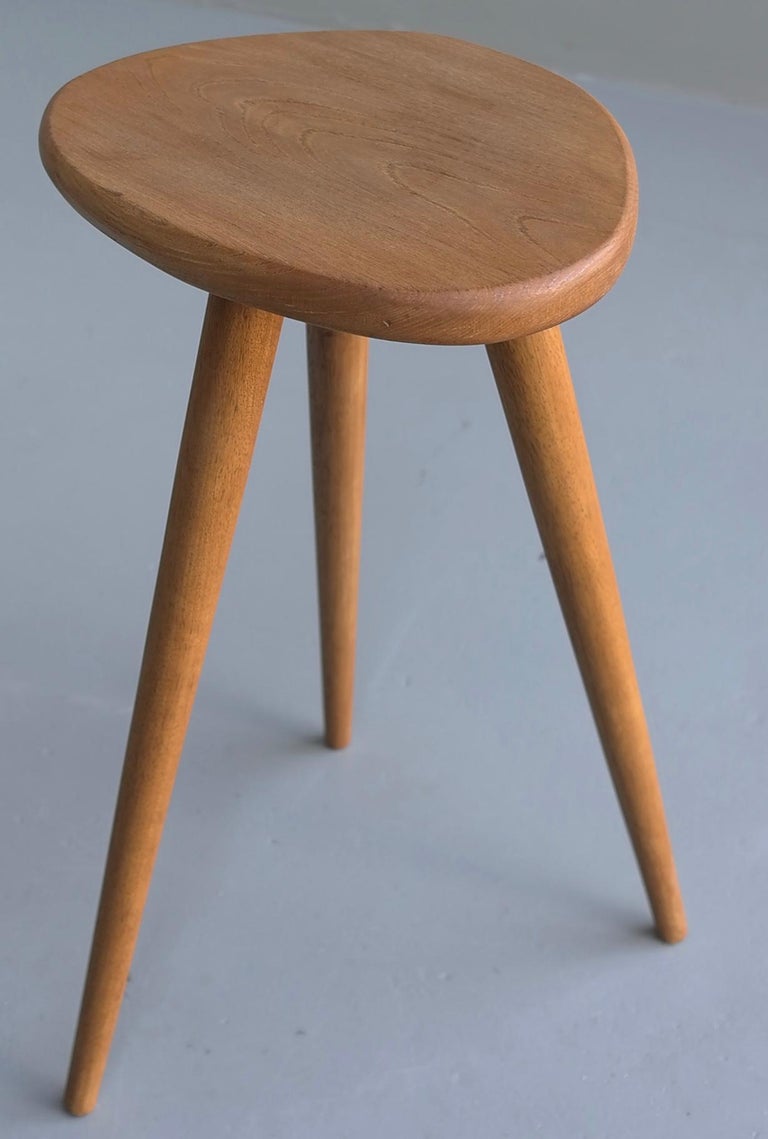 High Elegant Asymmetric Organic Stool in Solid Oak, France, 1950s For ...
