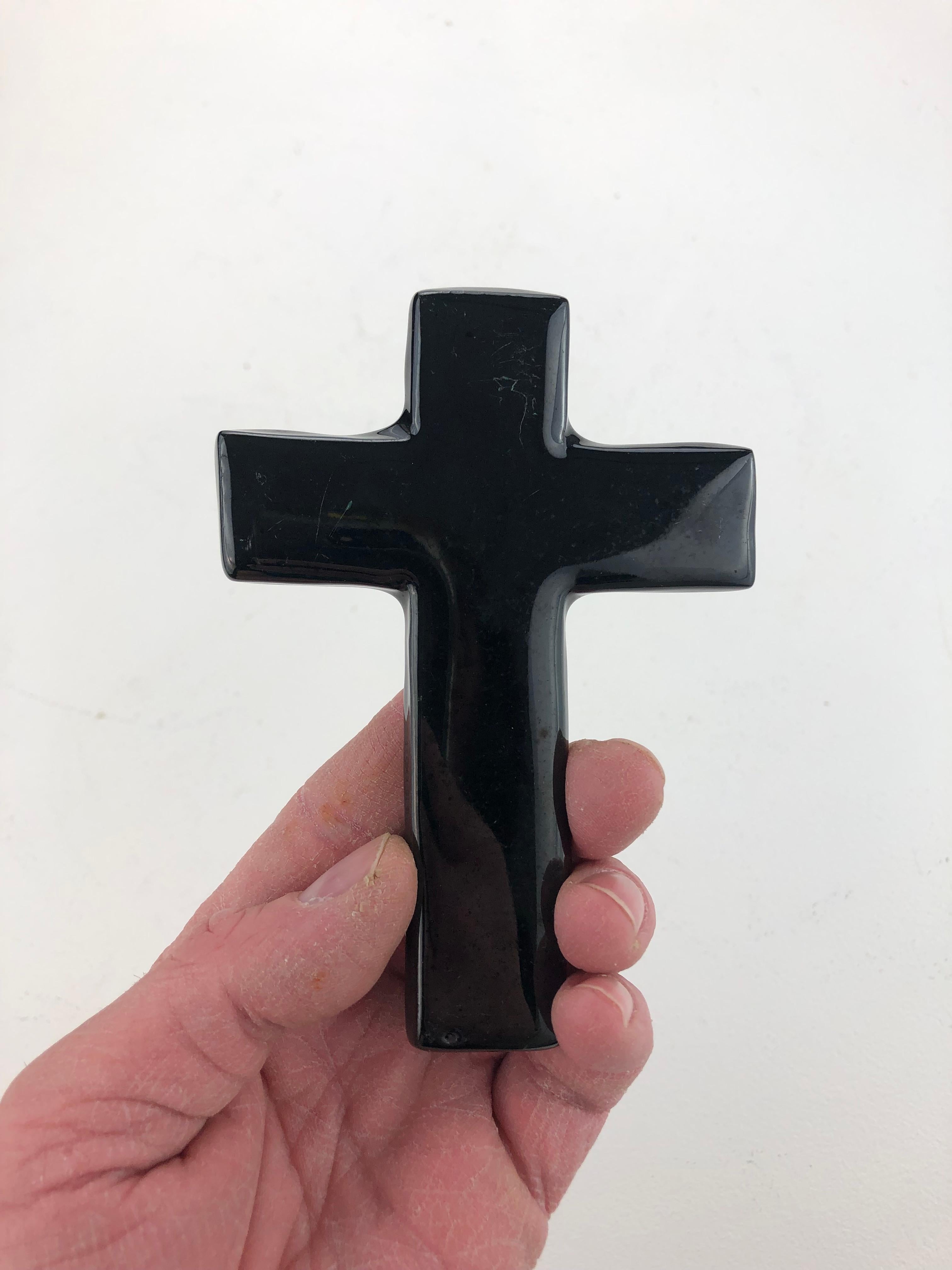 High Gloss Black Ceramic Cross, Minimalist Religious Wall Decoration ...