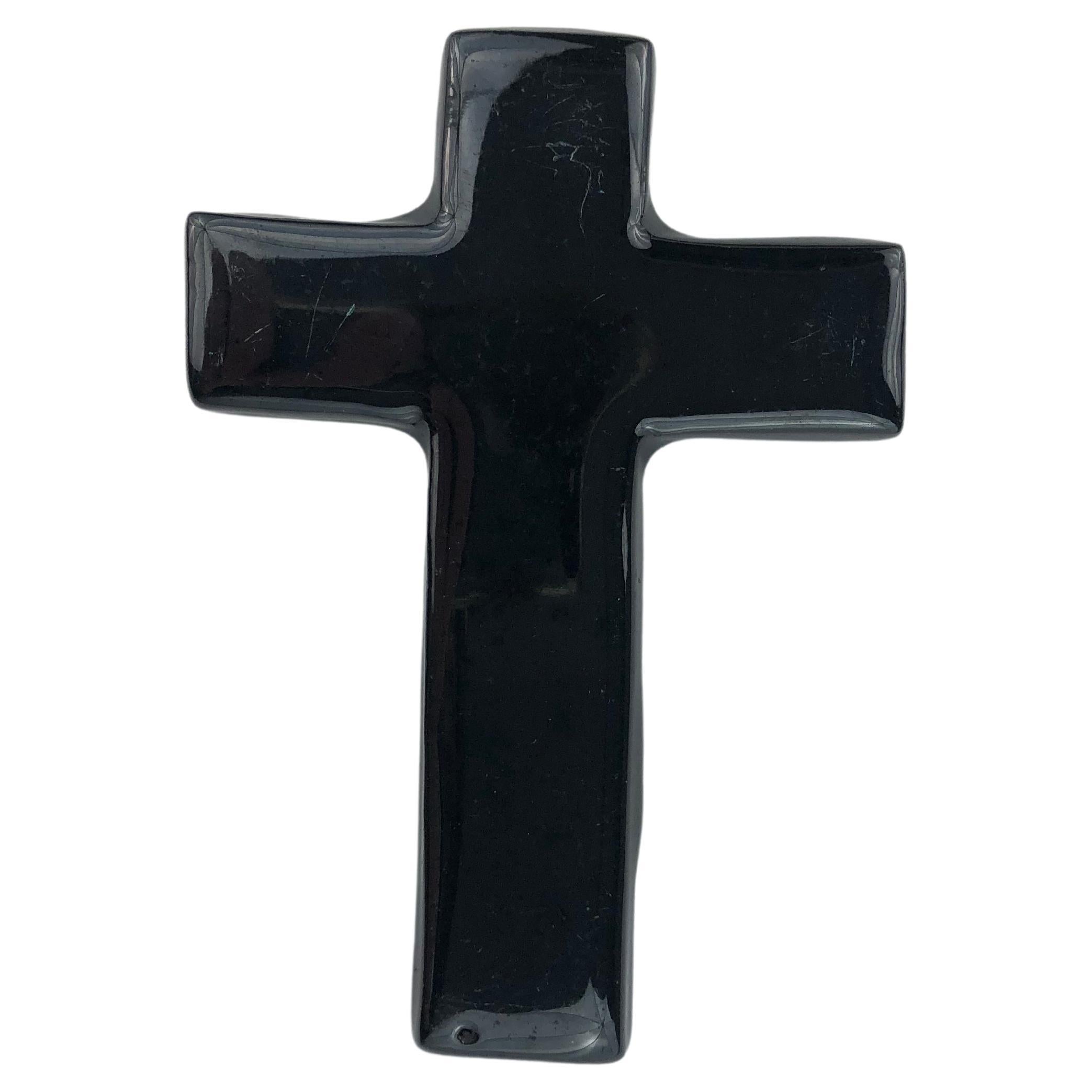 High Gloss Black Ceramic Cross, Minimalist Religious Wall Decoration ...