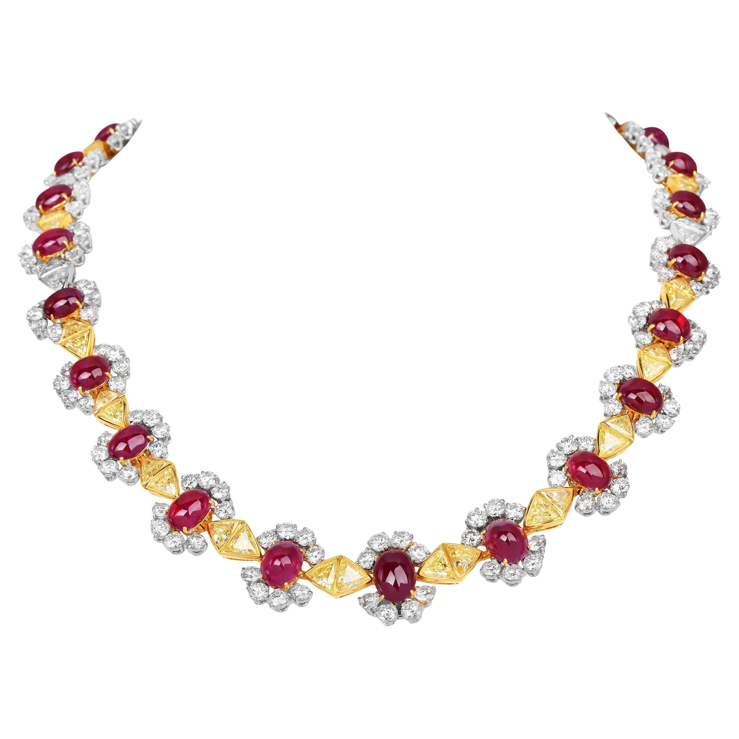 Oscar Heyman 60 ct Ruby Diamond Necklace 18K Gold Platinum GIA For Sale ...