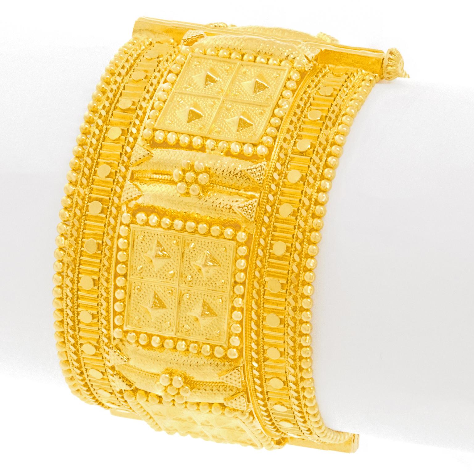 High-Karat Wide Gold Bangle For Sale at 1stDibs