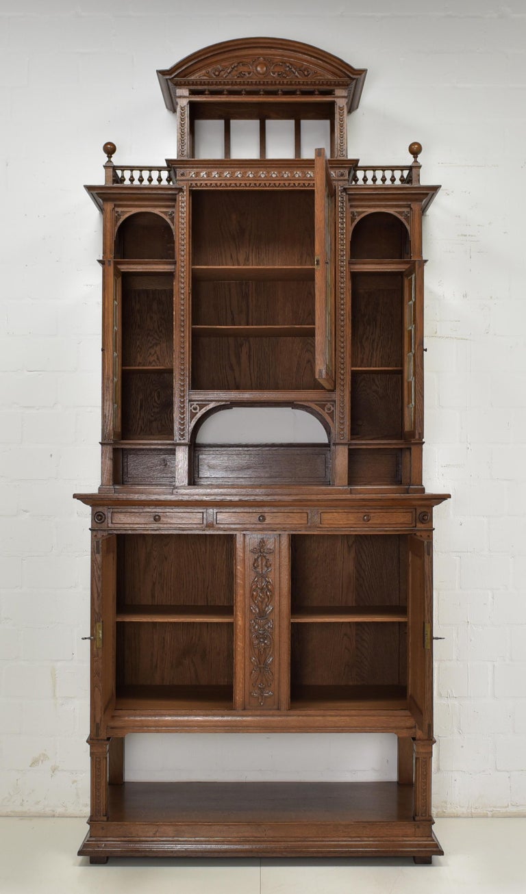 High and Narrow Gründerzeit Buffet Cabinet in Solid Oak, 1900 For Sale ...