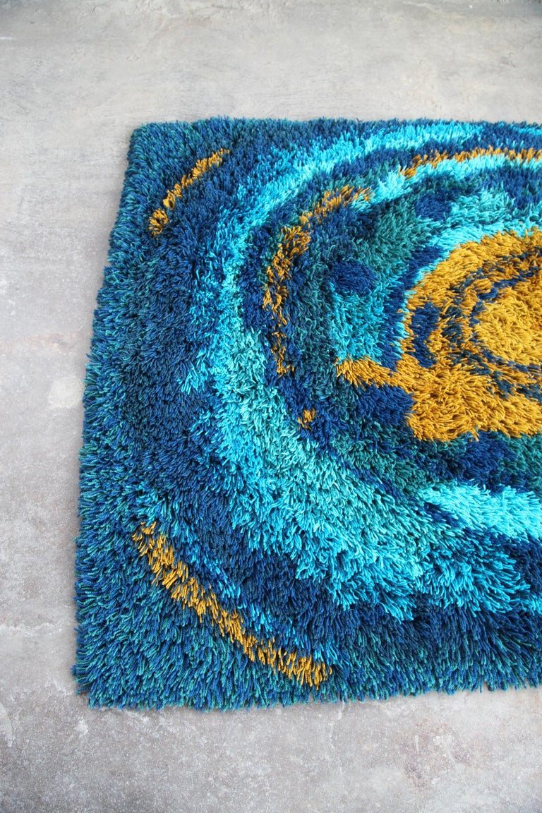 High Pile Midcentury Vintage Shag Rug Rya Swedish Scandinavian Danish ...