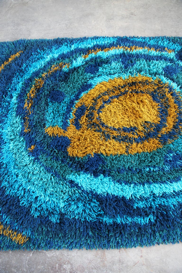 High Pile Midcentury Vintage Shag Rug Rya Swedish Scandinavian Danish ...